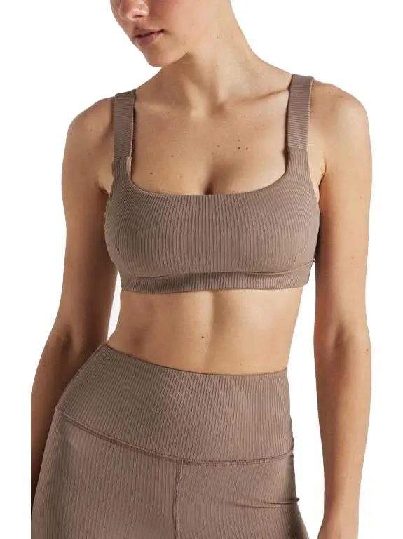 LOSANO Renew Rib Square Neck Bra - Pine Bark