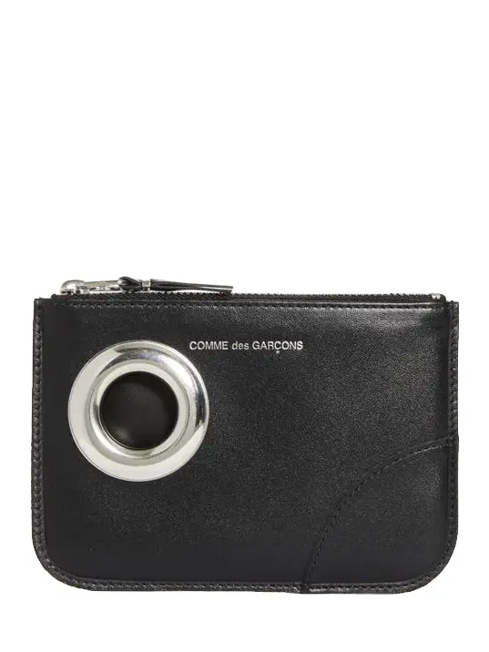 Comme Des Garçons Eyelet Leather Zip Pouch - Black