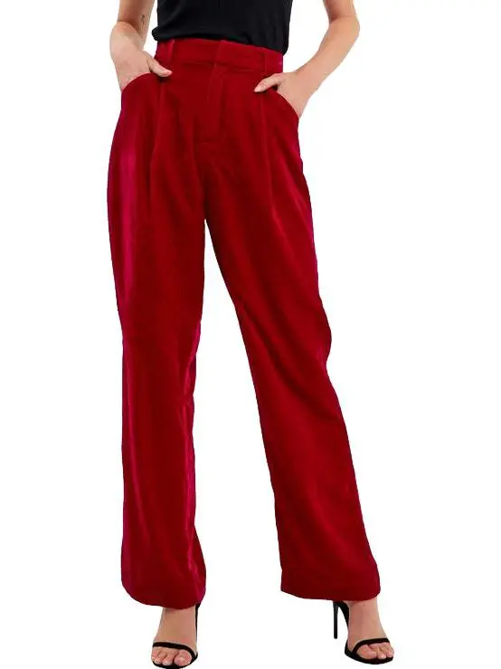 Endless Rose Matte Velvet Trousers - Fuchsia