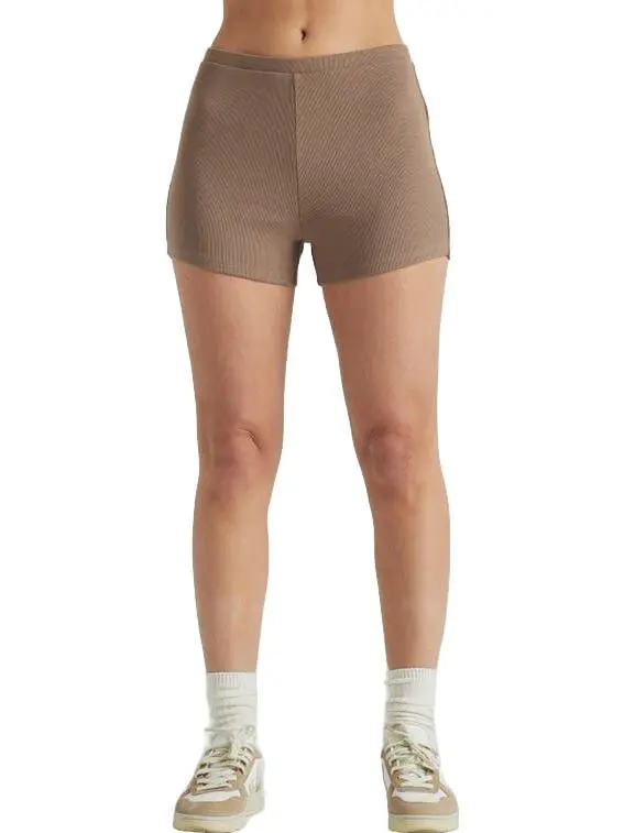LOSANO Serene Rib High-waisted Shorts - Pine Bark