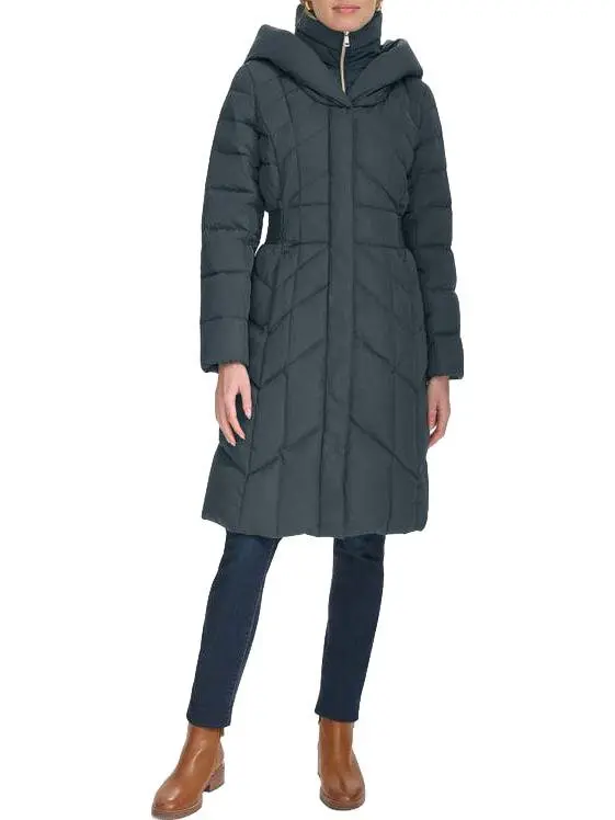 Cole Haan Taffeta Puffer Coat With Quilted Zip Bib - Graphite