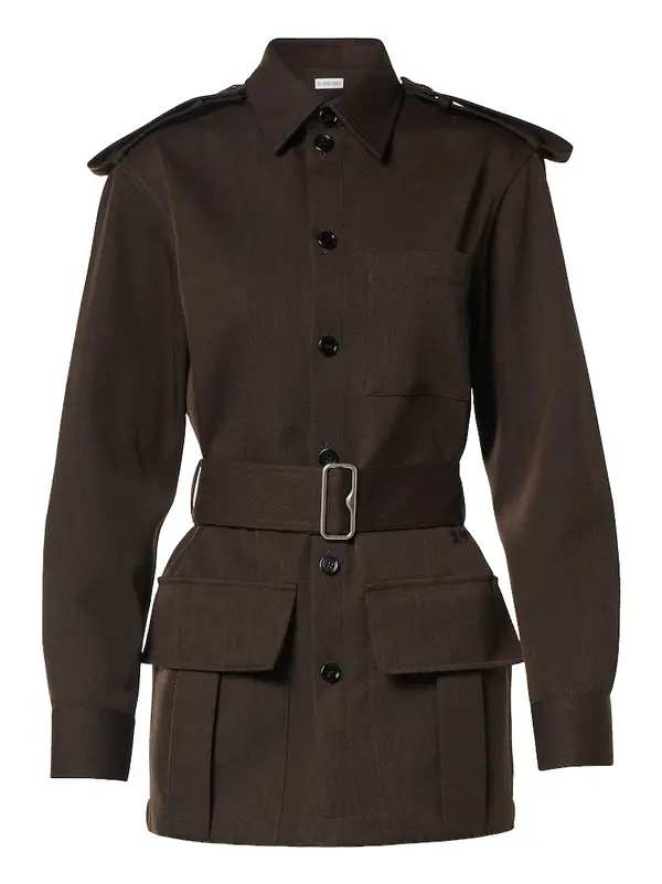 Burberry Belted Wool Jacket - Brown