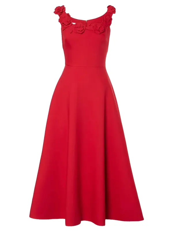 Valentino Garavani Crepe Couture Floral Midi Dress - Red
