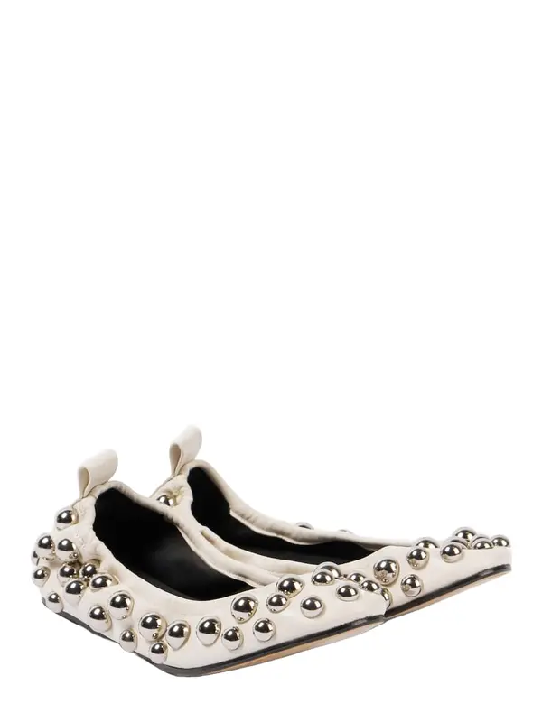 Isabel Marant Belna Studded Leather Ballerinas - White