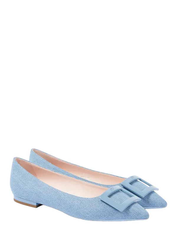 ROGER VIVIER Gommettine Ball Denim Ballet Flats - Blue