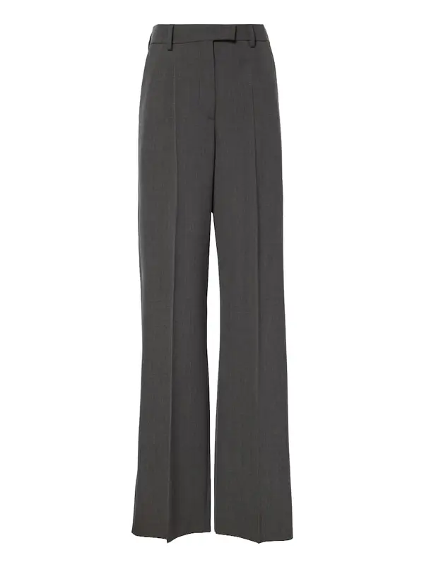 Valentino Garavani High-rise Straight Wool Pants - Grey