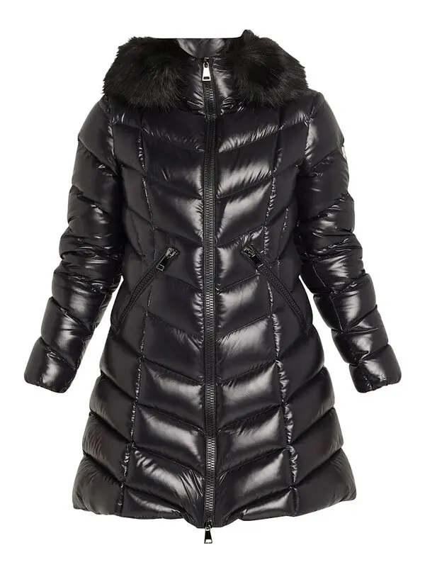 Moncler Fulmarus Faux Fur-trimmed Hooded Long Down Jacket - Black
