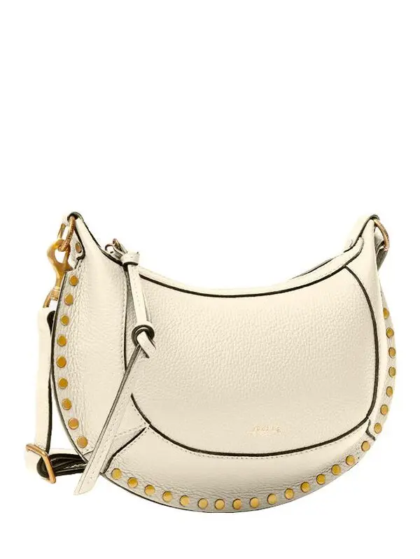 Isabel Marant Oskan Moon Bag In Full-grain Leather - Chalk