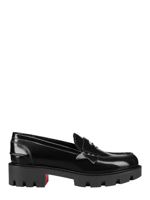 CHRISTIAN LOUBOUTIN Penny Lug Leather Loafers - Red