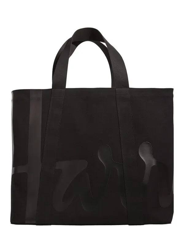 Harrods Large Cotton Logo Tote Bag - Black