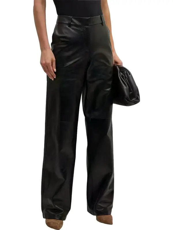 Lafayette 148 New York Sullivan Nappa Leather Pants - Black