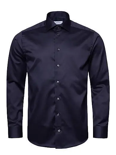 Eton Cutaway-collar Single-cuff Slim-fit Cotton-twill Shirt - Navy Blue