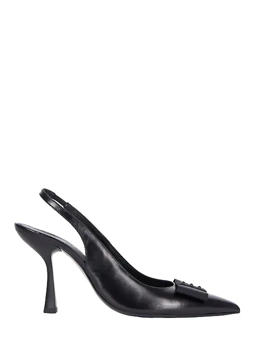 The Kooples Bow-embellished Slingback Leather Heels - Black