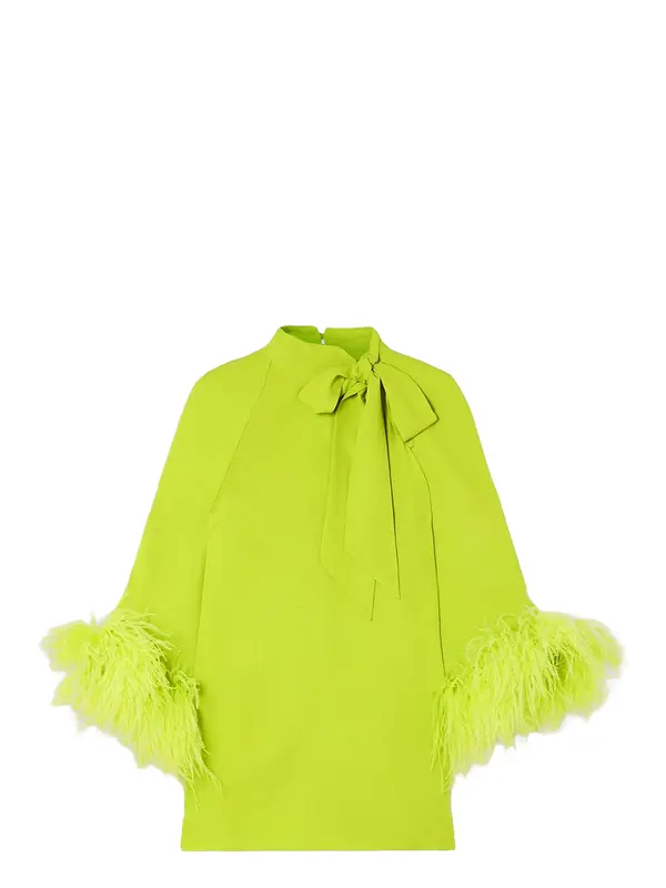 Huishan Zhang Colette Feather-trimmed Top - Lime Green