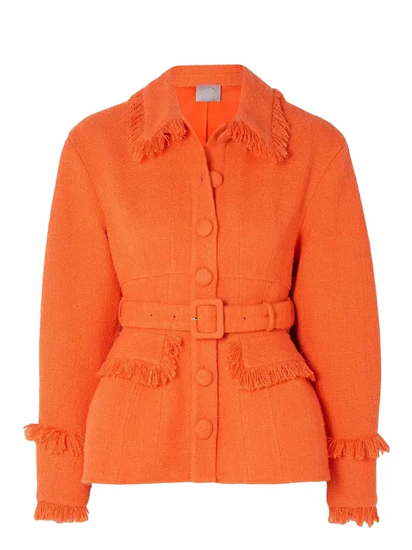 Huishan Zhang Renee Belted Tweed Jacket - Orange