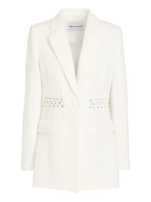 Rebecca Vallance Claire Chain-embellished Bouclé-tweed Blazer - Ivory