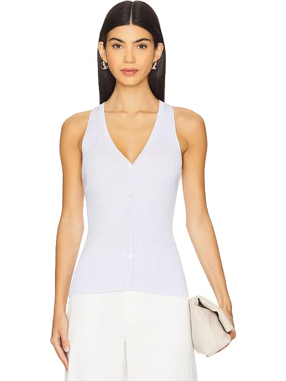 Theory Slim Rib Vest - Soft Iris & White