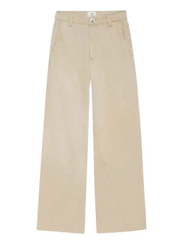 ANINE BING Briley Curved-seam Twill Trousers - Neutrals