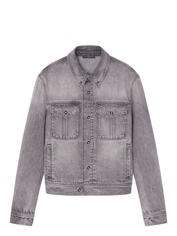 Versace Medusa Head-button Denim Jacket - Grey