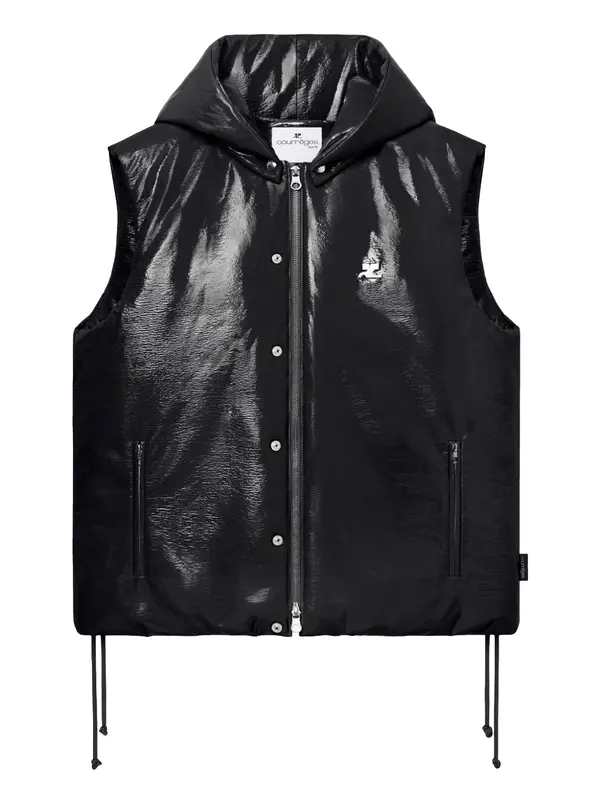 COURREGES Sleeveless Vinyl Puffer Jacket - Black