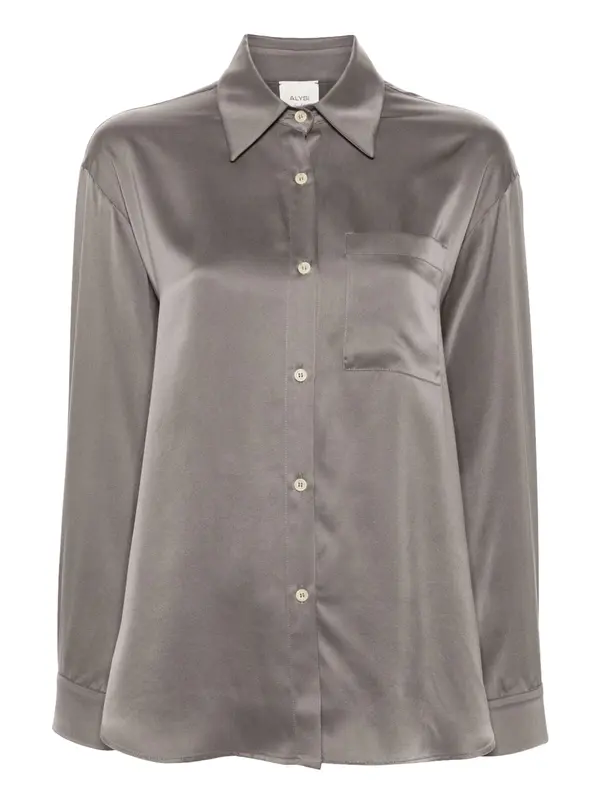 ALYSI Silk Satin Shirt - Grey