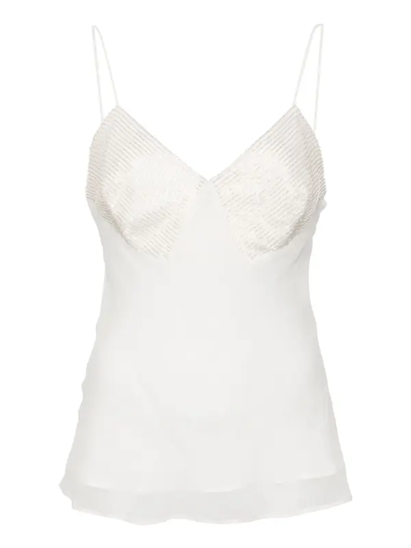 Max Mara Bead-detail Silk Tank Top - White