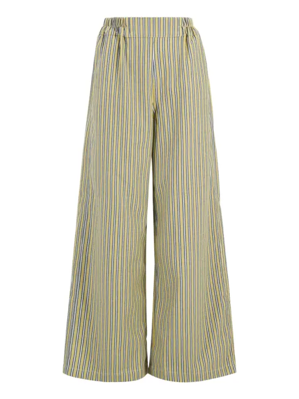 PAULA Striped High-waisted Trousers - Green