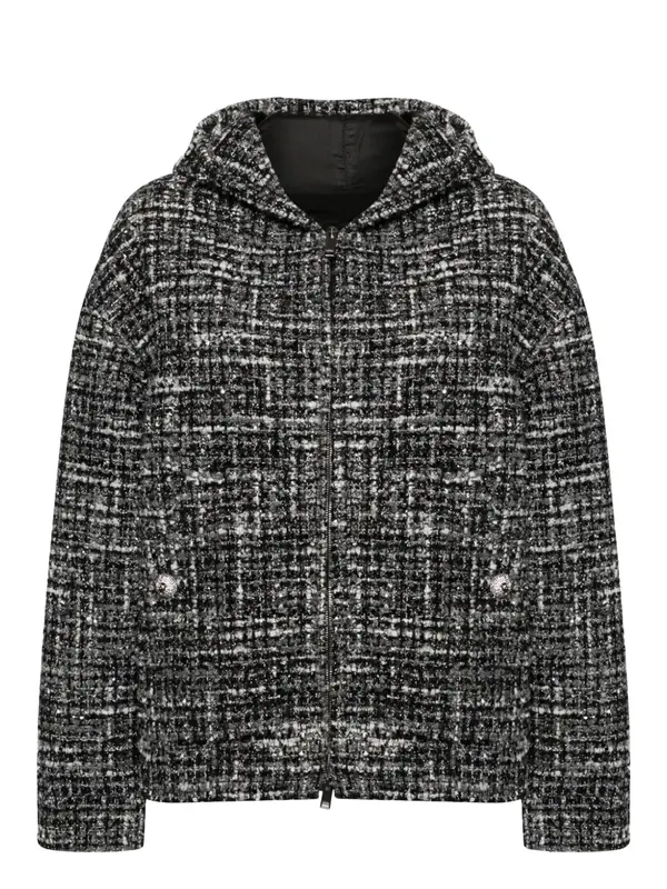 Valentino Garavani Hooded Tweed Jacket - White