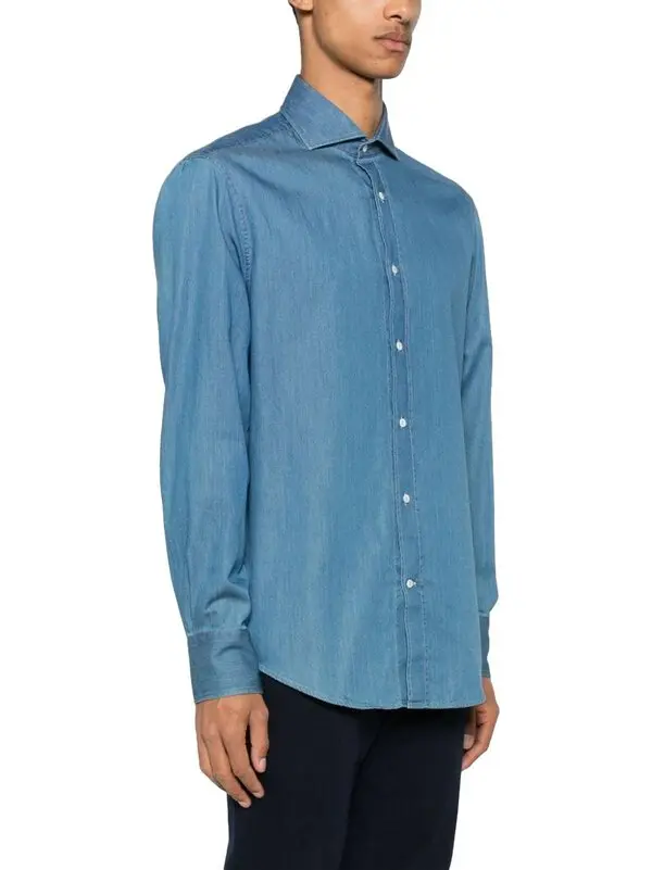 Brunello Cucinelli Long-sleeve Cotton Shirt - Blue