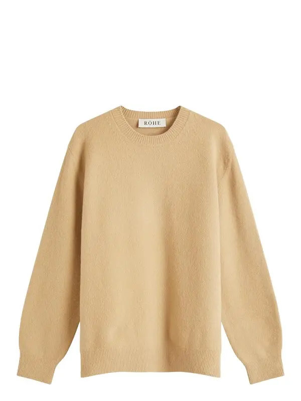 RÓHE Relaxed Boiled Wool Crew Neck Jumper - Camel
