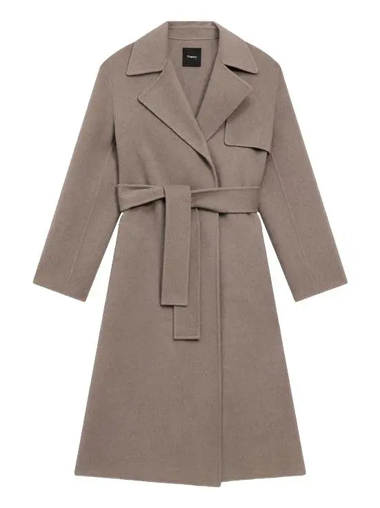 Theory Wool Blend Trench Coat - Cinder Melange