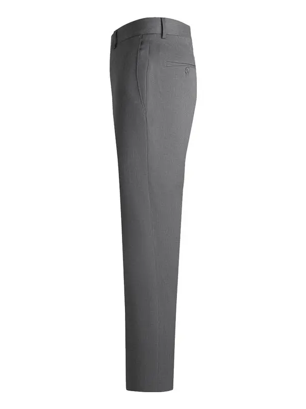 Samuelsohn Flat Front Straight Leg Wool Dress Pants - Mid Grey