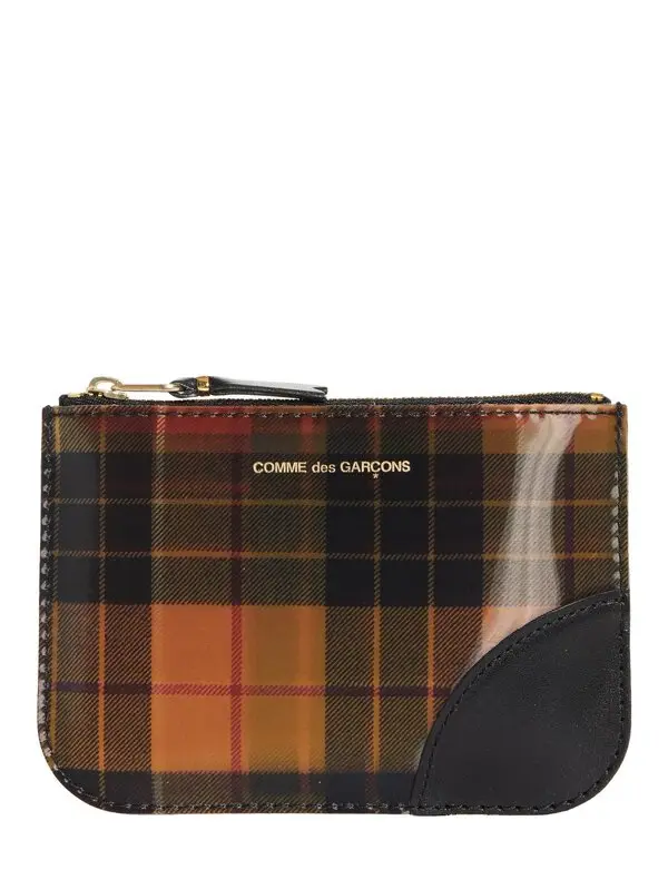 Comme Des Garçons Tartan Leather Zip Pouch - Red/yellow