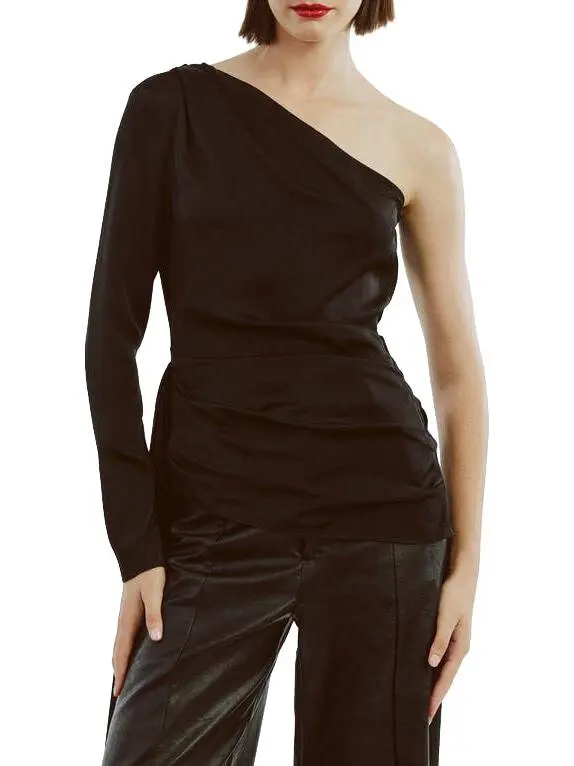 Bardot Elisabetta One-shoulder Satin Top - Black