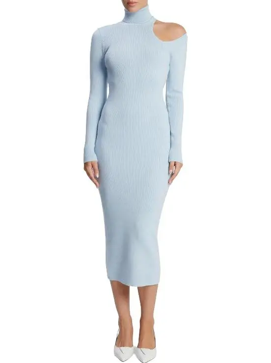 Bardot Olesa Asymmetric Turtleneck Dress - Soft Blue