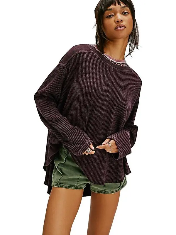 Free People Blake Thermal Top - Plum