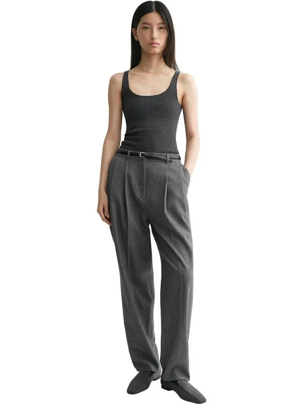 TOTEME Double-pleated Tailored Trousers - Grey Melange