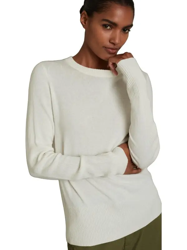 REISS Annie Wool Blend Crew Neck Jumper With Cashmere - Cream