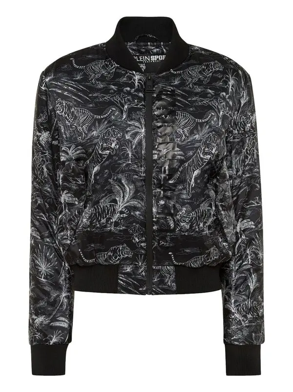 PLEIN SPORT Jungle-print Bomber Jacket - Black