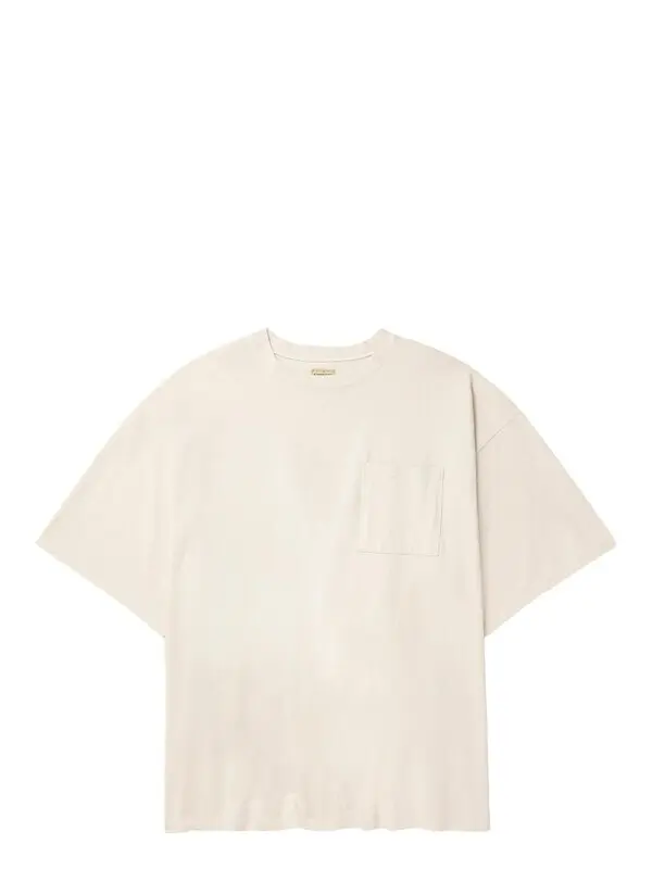 Kapital Distressed Printed Two-tone Cotton-jersey T-shirt - Neutrals