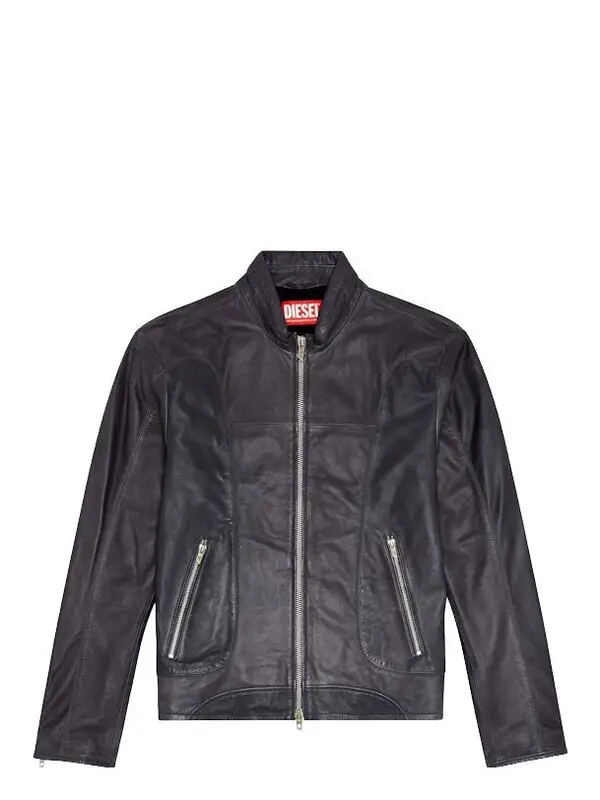 Diesel Lkrix Leather Biker Jacket - Black