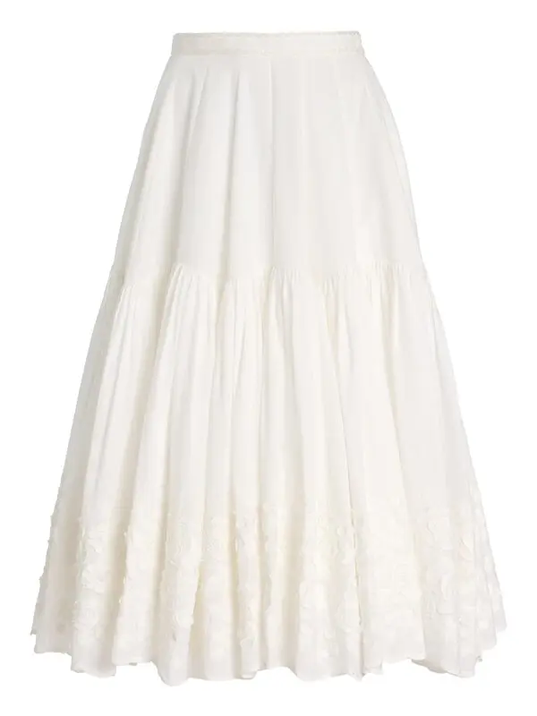 Lena Hoschek Ditsy Cotton-lace Midi Skirt - White