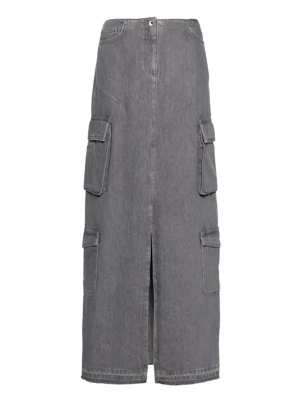 Patrizia Pepe Logo-plaque Maxi Skirt - Grey