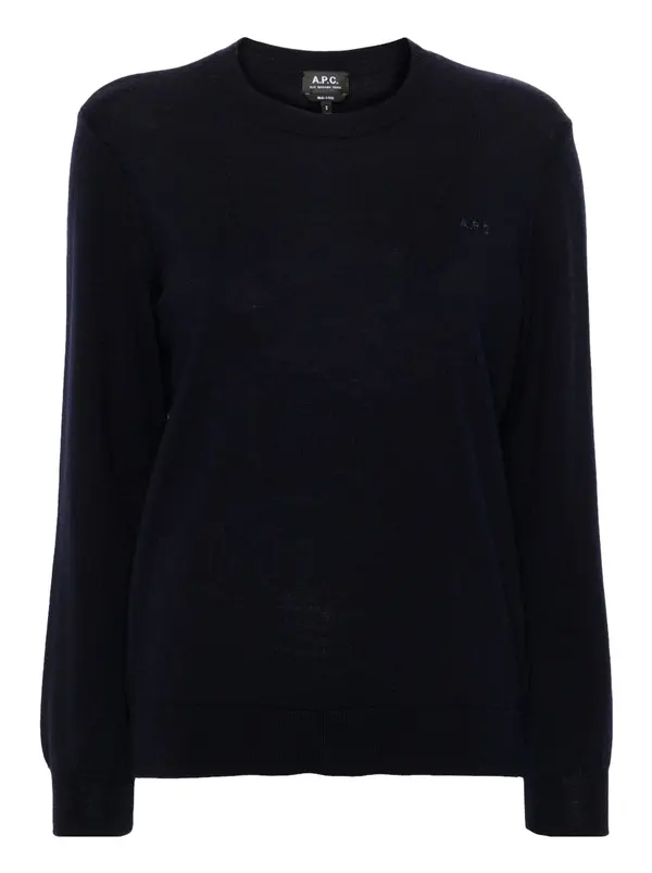 A.p.c. Embroidered-logo Sweater - Blue