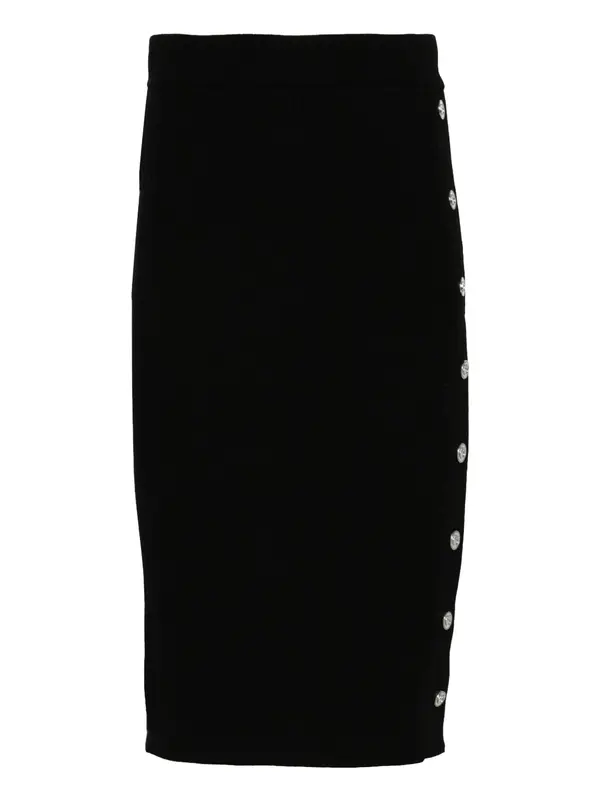 Pinko Ribbed-knit Midi Skirt - Black