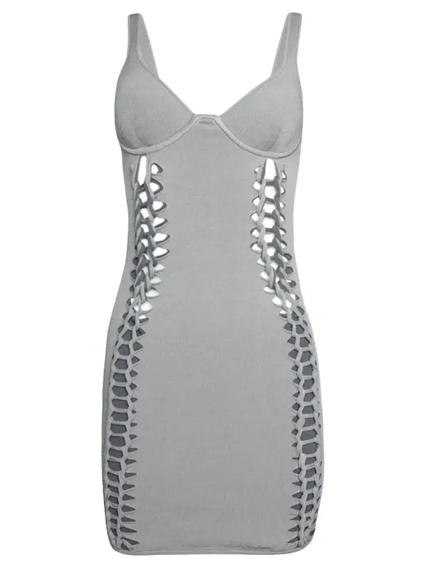 DION LEE Braid-embellished Mini Dress - Grey