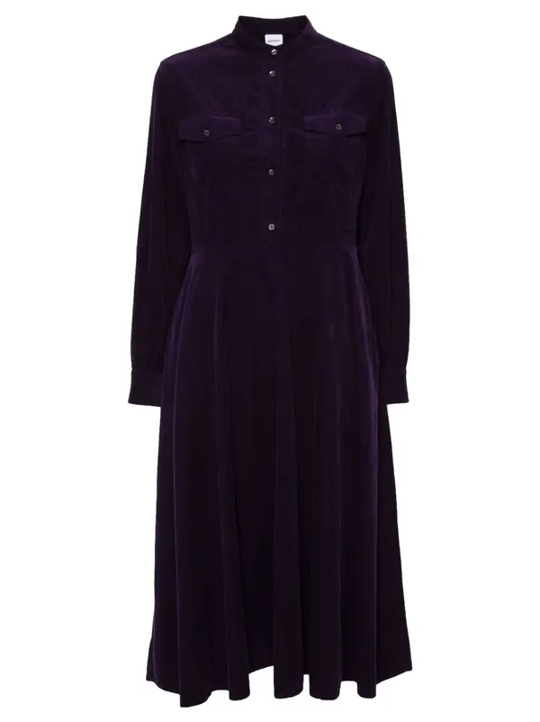 Aspesi Corduroy Cotton Midi Dress - Purple