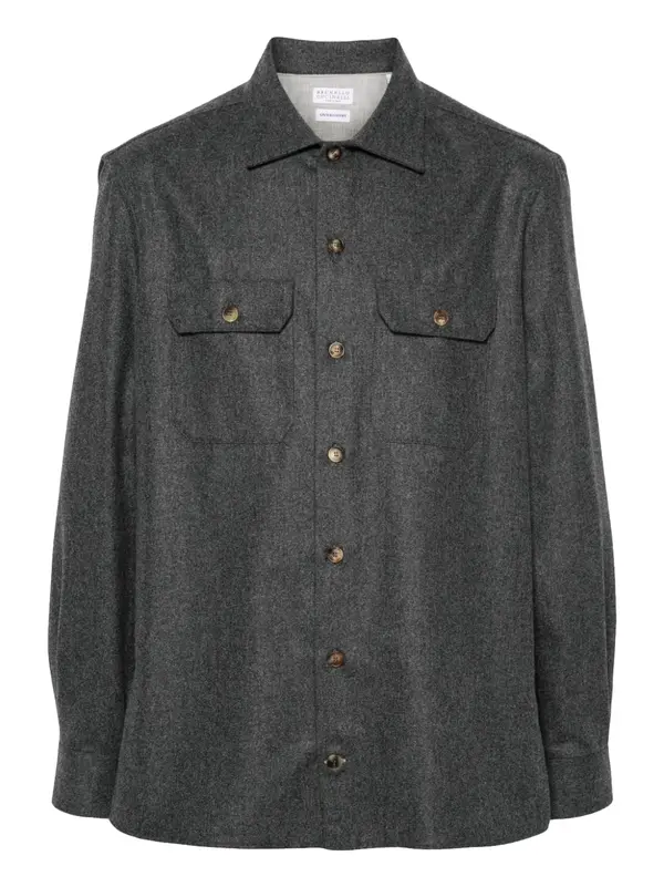 Brunello Cucinelli Mélange-effect Shirt - Grey