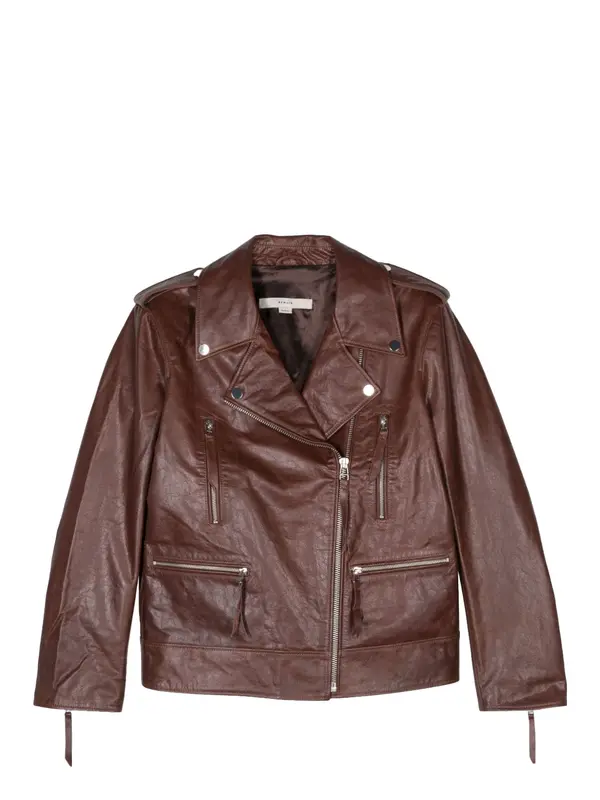 Remain Birger Christensen Leather Biker Jacket - Brown