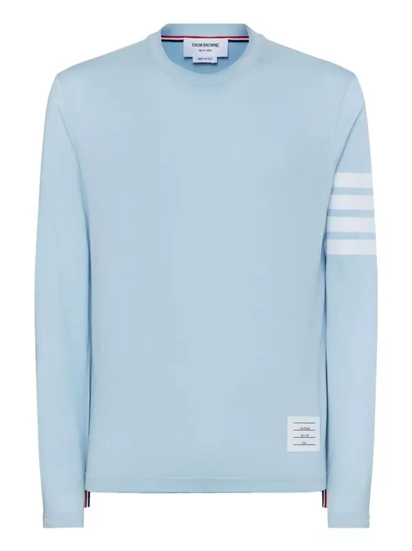 Thom Browne Three-stripe Long-sleeved T-shirt - Blue